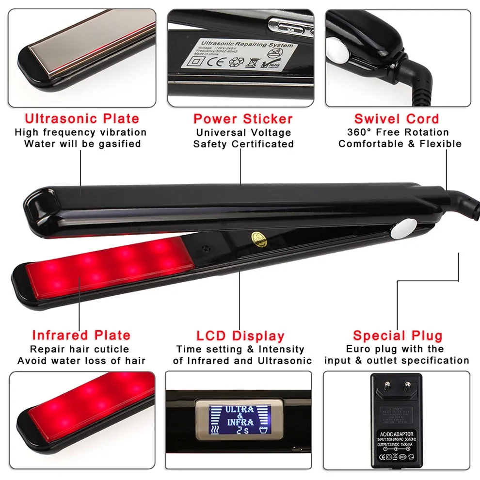 No Heat Brazilian Flat Iron - Infrared Ultrasonic Hair Treatment