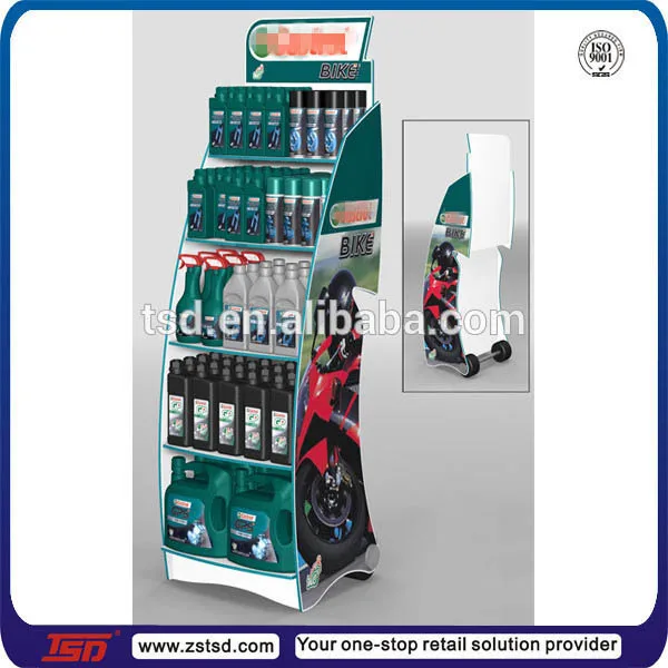 Metal Lubricating Engine Oil Display Stand Rack with Caster
