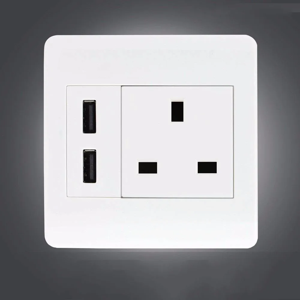Uk Plug Home Wall Sockets With Double Usb 2.1a Socket Wall Charge ...