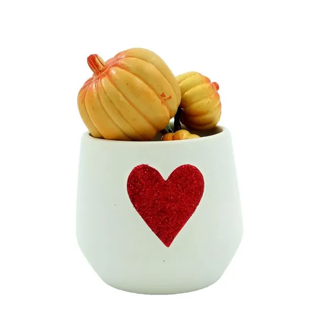 Modern Romantic Red Heart Ceramic Flower Pot - Decorative Round ...