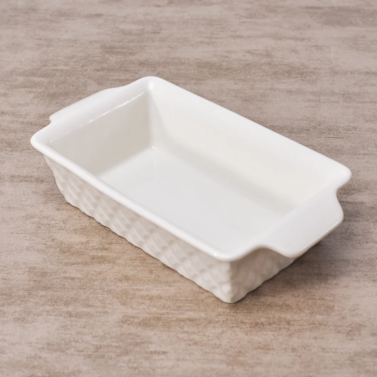 Wedding Used White Rectangle Shape Ceramic Sugar Salad Fruit Bowl With ...
