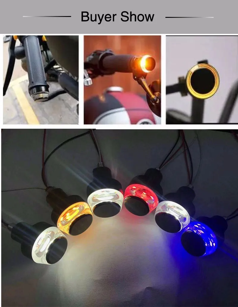 CNC Motorcycle LED Handle Bar End Indicator Grip Plug Turn Signal Light ...