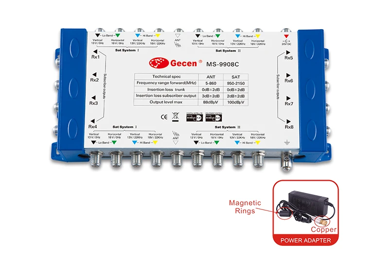 9 In 8 Out Cascade Multiswitch Satellite Multiswitch With Led Light ...