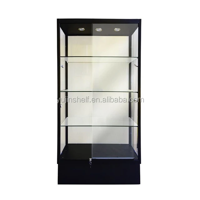 Latest Showcase Design Sliding Glass Door Free Standing Black Glass ...