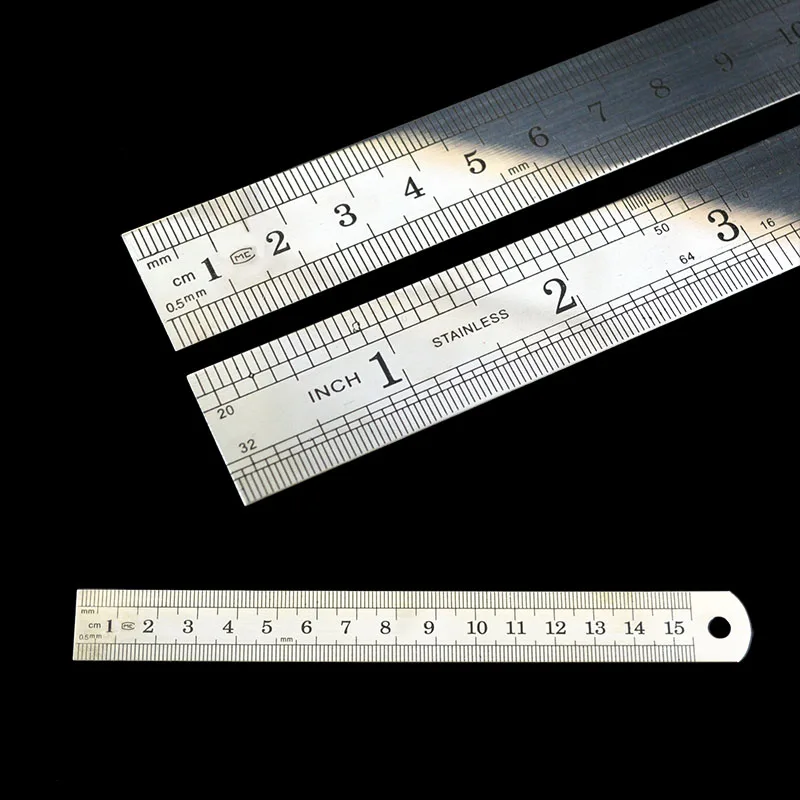 High Quality 2-sided Scale 15cm Steel Metal Ruler Stationery Metric ...