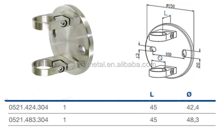 Stainless Steel Circular Fascia Mount Bracket For Round Baluster Post ...