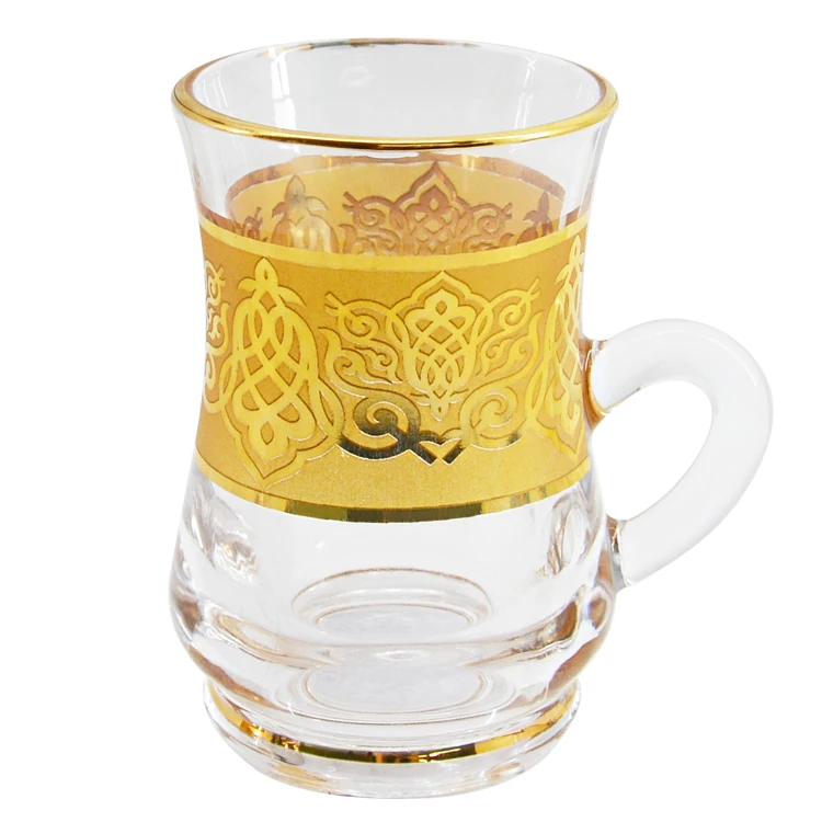 Wholesale Crystal Gold Rim Chai Glass 12 Pcs Set Of Coffee Cup Turkish ...