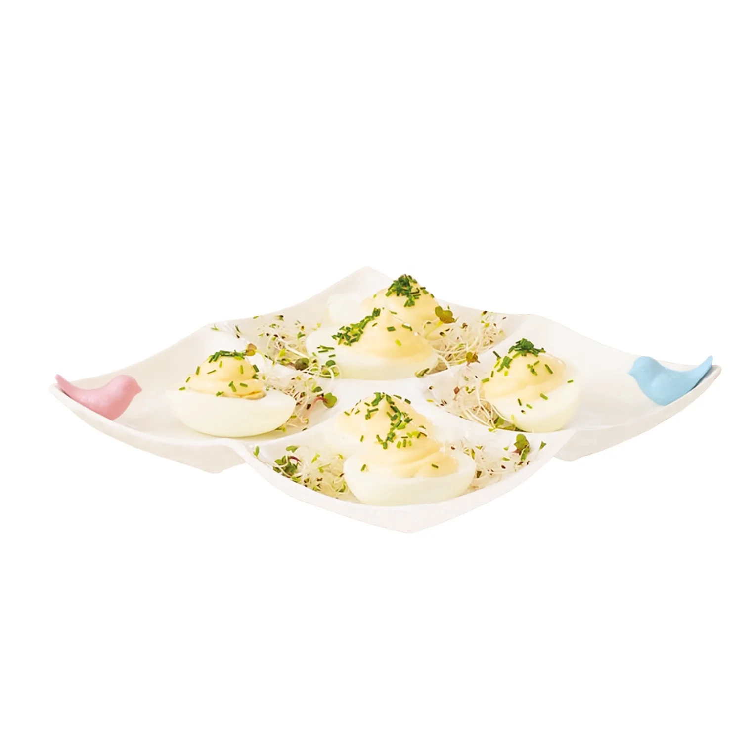 4 Compartment Square Plate 3d Bird Ceramic Four Pcs Divided Plate,4 ...