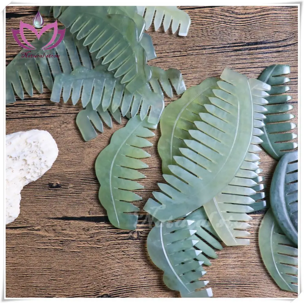 Multifunction Hand Polished Natural Jade Comb Guasha Therapy Head ...