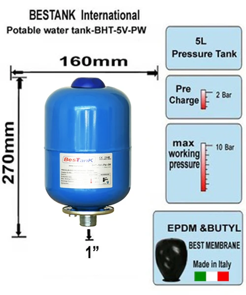 Bestank 5l Pressure Tank Expansion Vessel Storage Tank Water Pump ...
