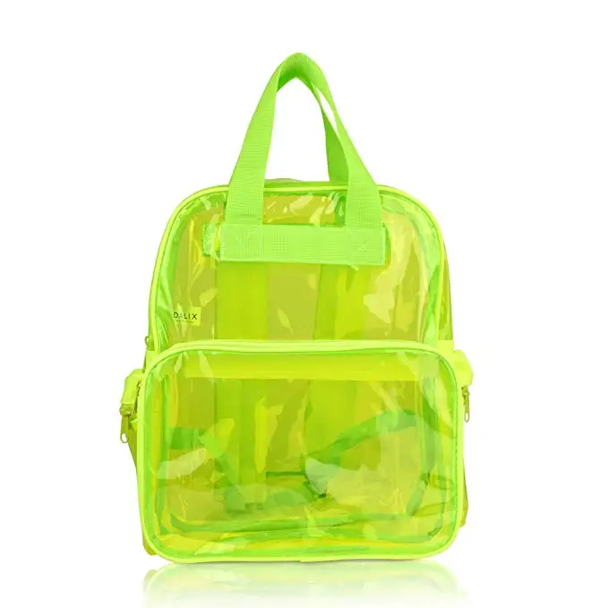 Clear Backpack Transparent In Neon Yellow Pvc Waterproof Bag Women ...