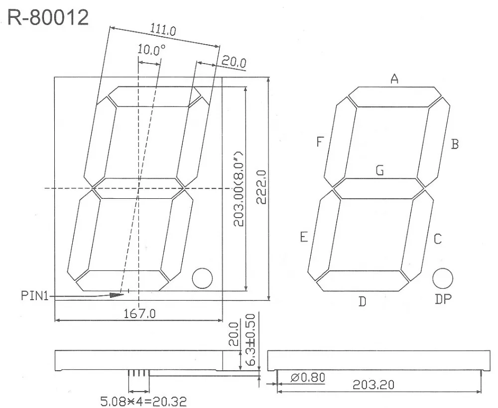 8 Inch 200 Mm 7 Segment Led Bicolor Display Dual Color 8" Seven Segment ...