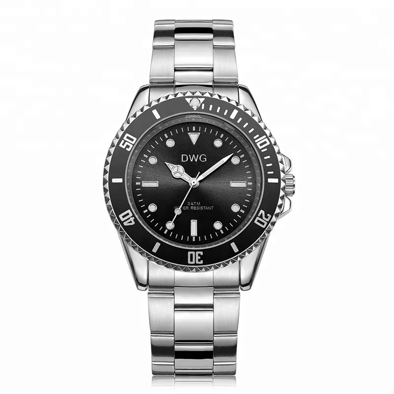 Men Heavy Stainless Steel Back Quartz Wristwatches Diver Watches for Man