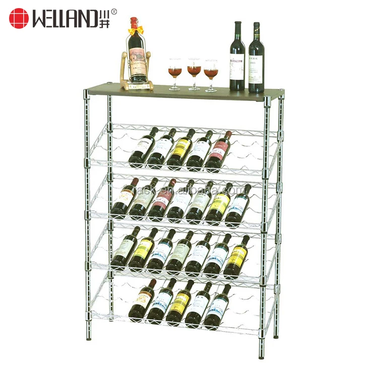 Slanted Metal Grape Wine Display Shelf With Mdf Board At The Top - Buy ...