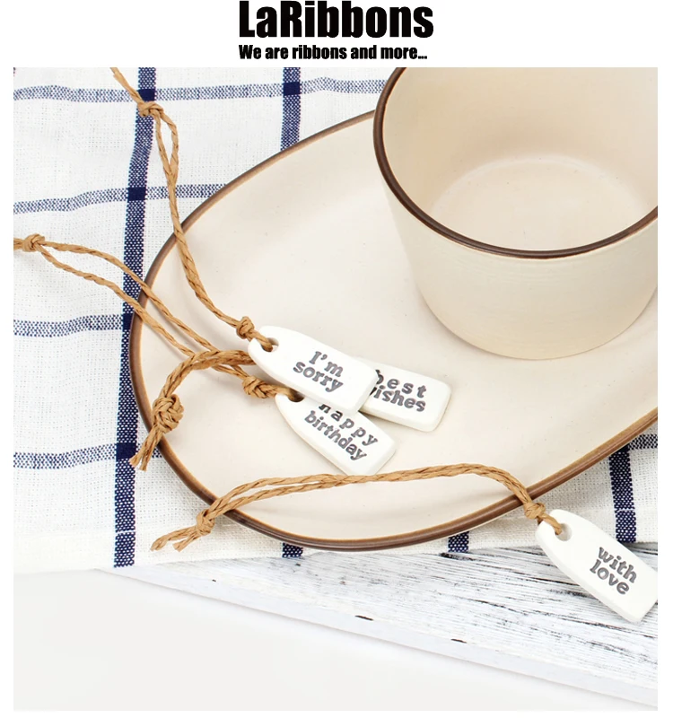 Wholesale Personalised White Ceramic Clay Resin Tags Set Gift Hang Tag ...