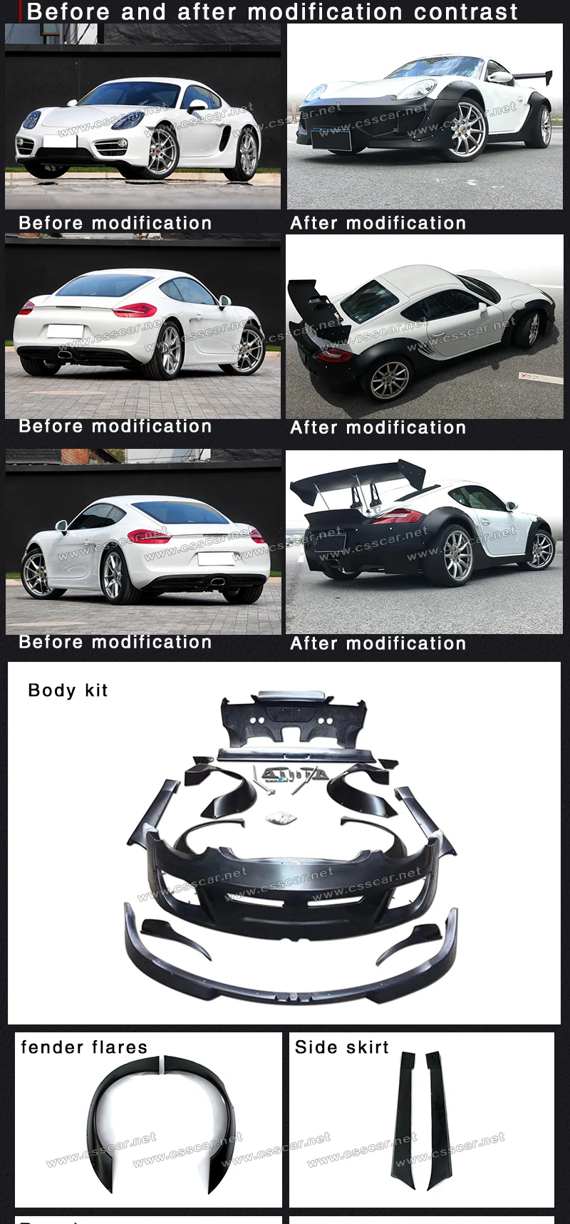 Buny Style Fender Flares for Porsche 987 Boxster Cayman - Perfect Fit ...