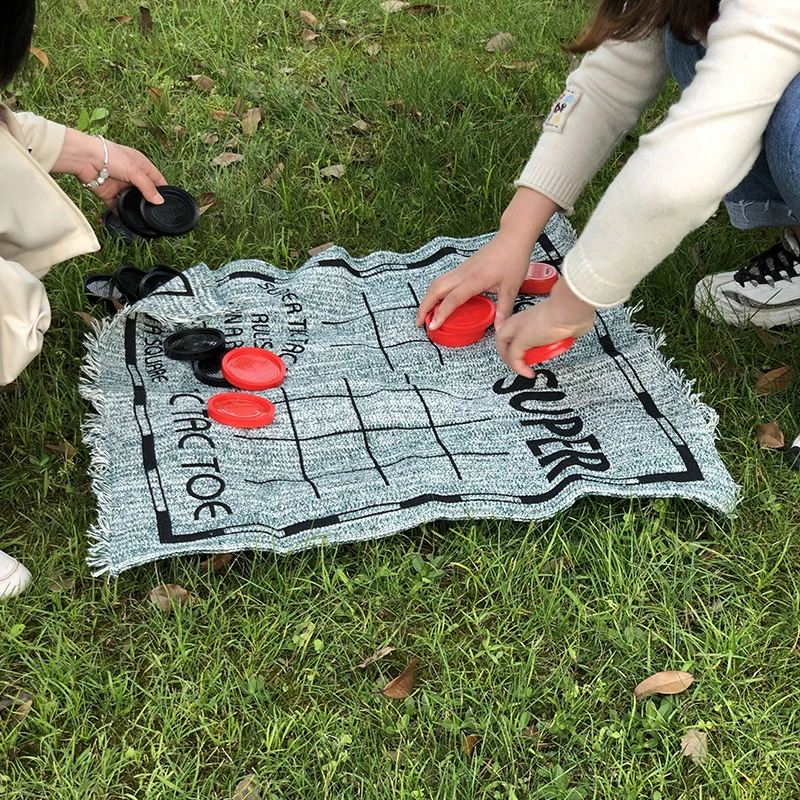 Large Checkers, 3-in-1 Jumbo Checkers Rug Checkers Board Game with ...