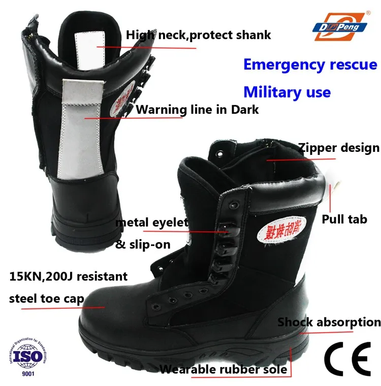 Composite Toe Leather Emergency Rescue Army Safety Boots With ...