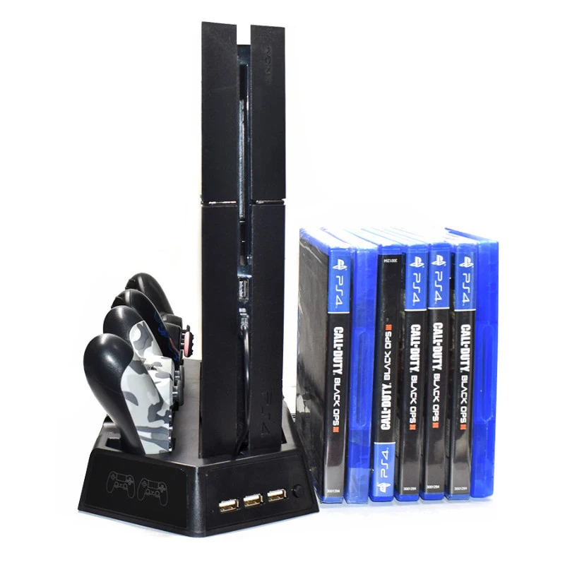 3 In 1 Ps4 Vertical Stand With Dock Power Charger Fans Cooling Portable ...
