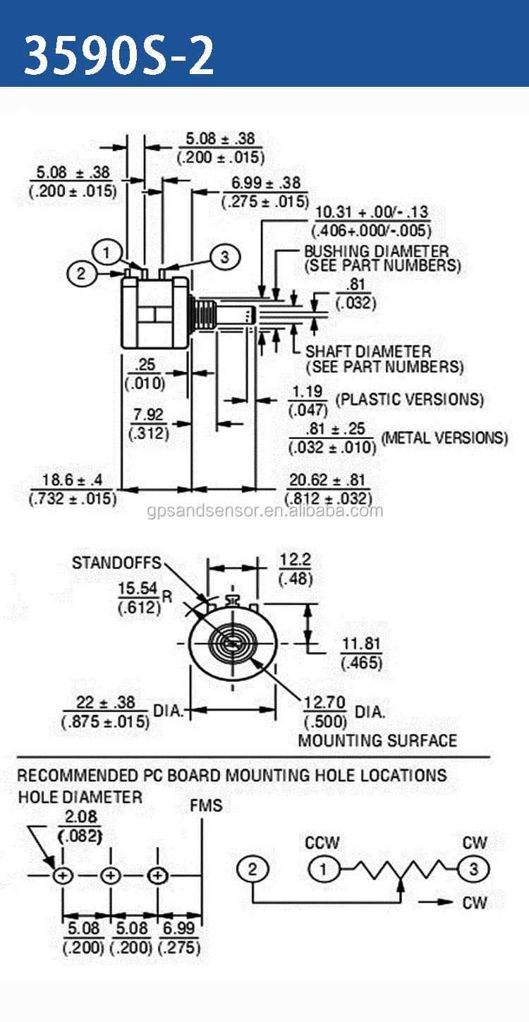Bourns Precision Potentiometer 3590S-2-103L - 2W 10K
