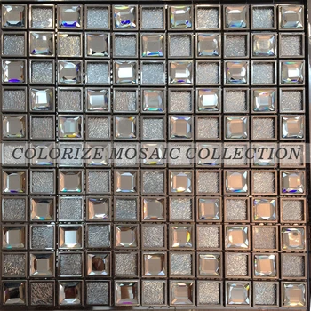 Popular Factory Bling Bling Sliver Glass Mosaic Tile For Wall Tile ...