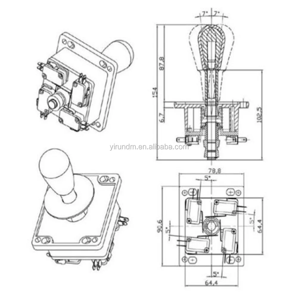 American Style Joystick Black Switchable From 8-way To 4-way Operation ...