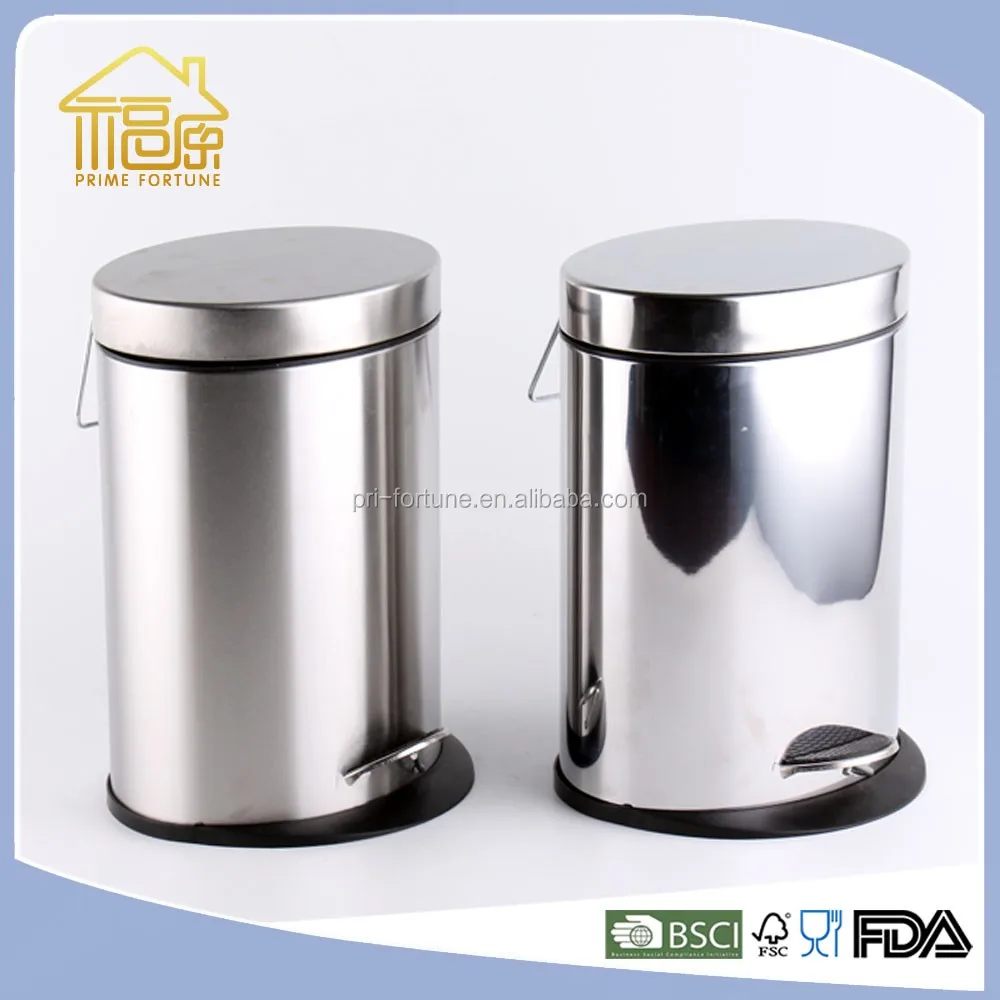 Oval Shape Metal Dustbin With Pp Bucket Stainless Steel Polishing ...
