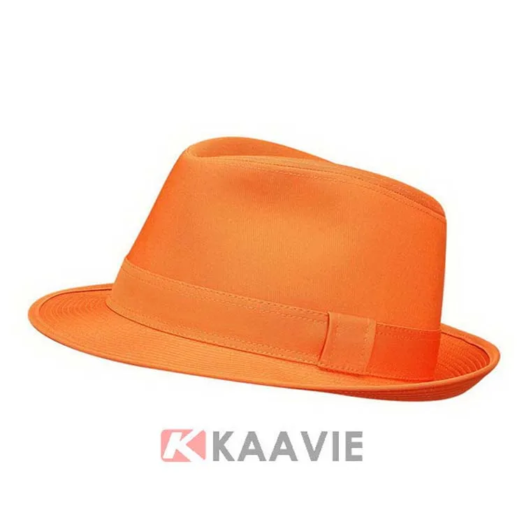 Wholesale Custom High Quality Nylon Satin Lined Plain Orange Fedora ...