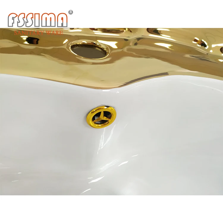 Luxury Gold Pedestal Basin Golden Wash Hand Sink - Buy Pedestal Basin ...