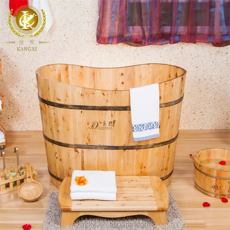 Chinese Luxurious Wood Hot Tub Freestanding Small Bathtub Home Sauna ...