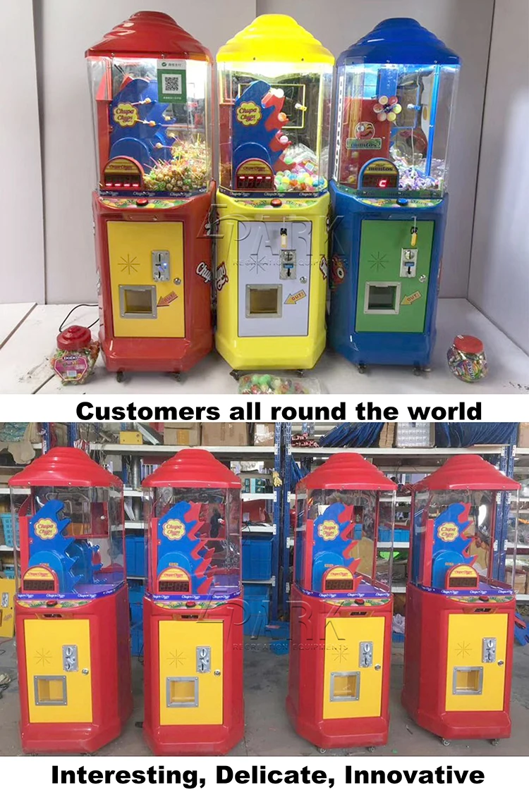 Kids Lollipop Vending Machine Coin Push Catch Candy Game Arcade ...