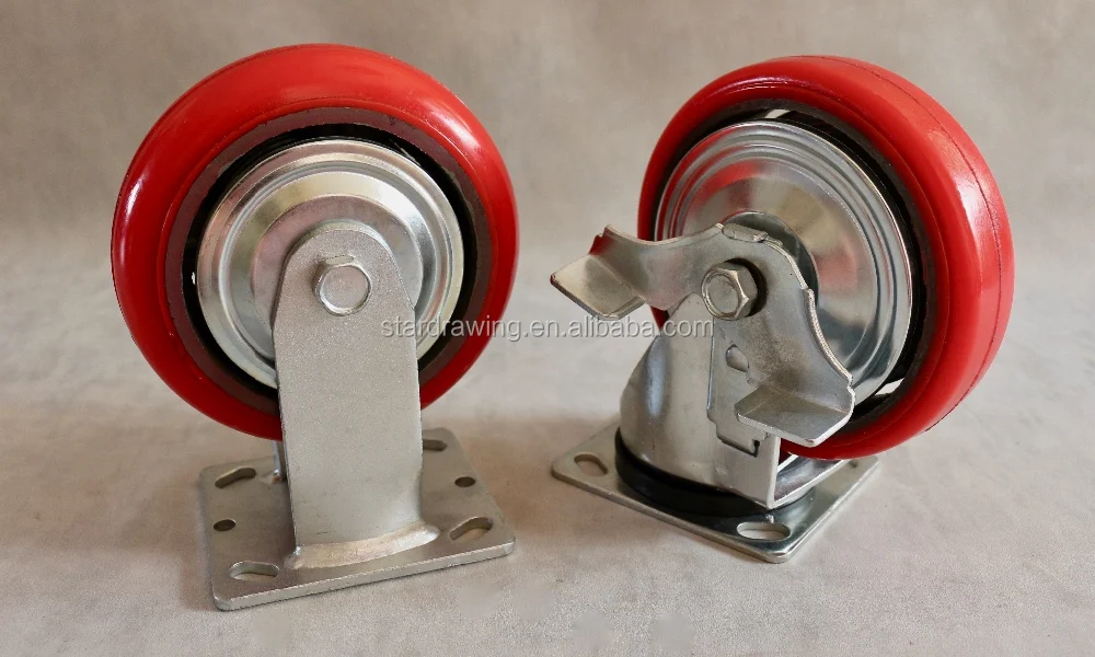 SS Swivel Heavy Duty Trolley Wheel 6 Inch Balloon Wheel with Side Brake