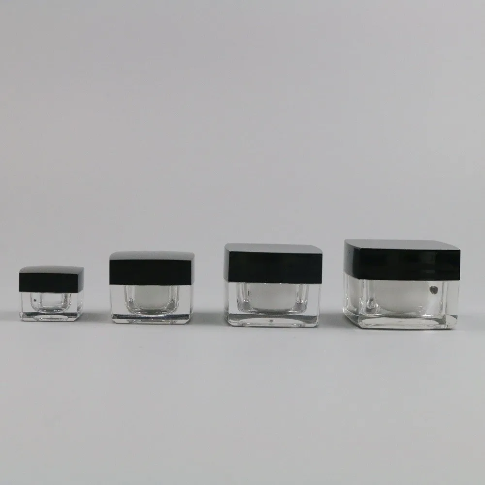 Empty Plastic Cosmetic Jar 5g 10g 15g 30g Empty Black White Acrylic ...