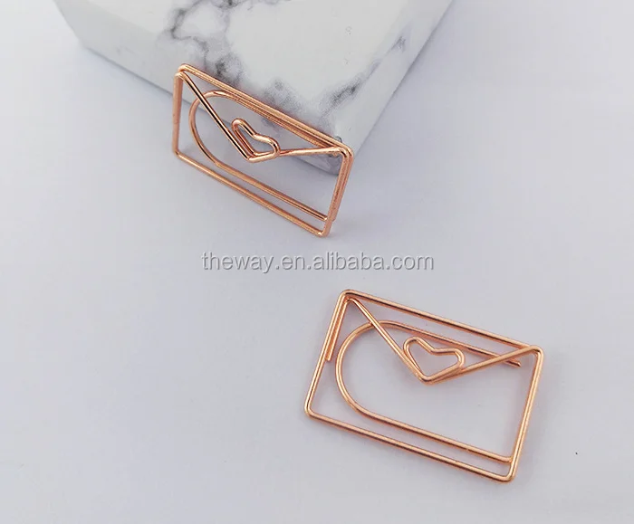 Rose Golden Envelopes Shape Paper Clips/bookmarks Dispensers