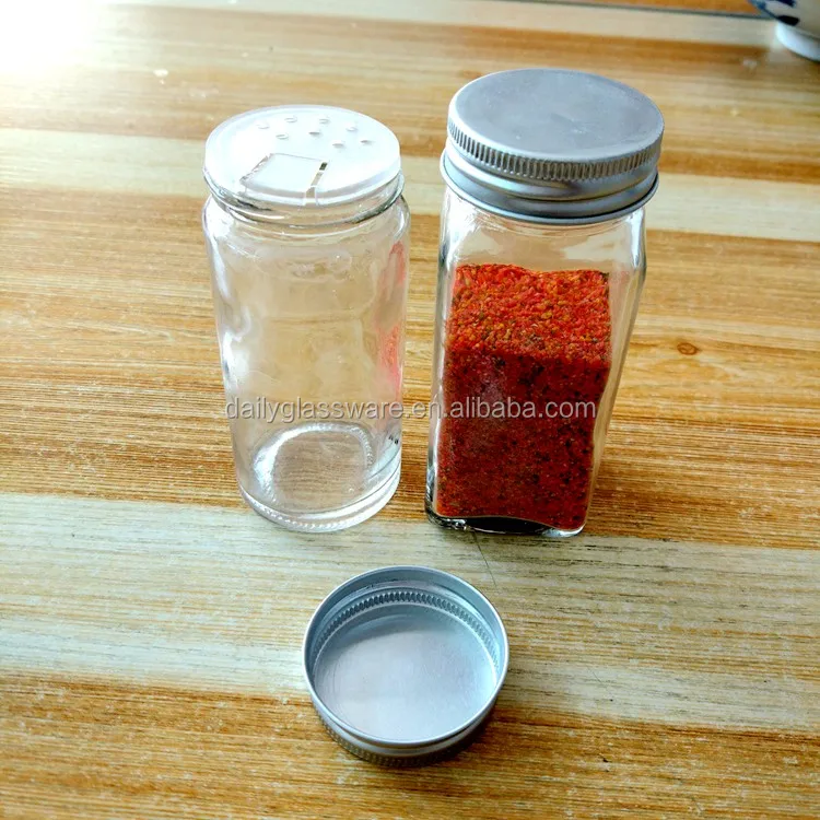 4 Ounce 6oz Square Glass Spice Jar Shaker With Pour/sift Shaker Lid ...