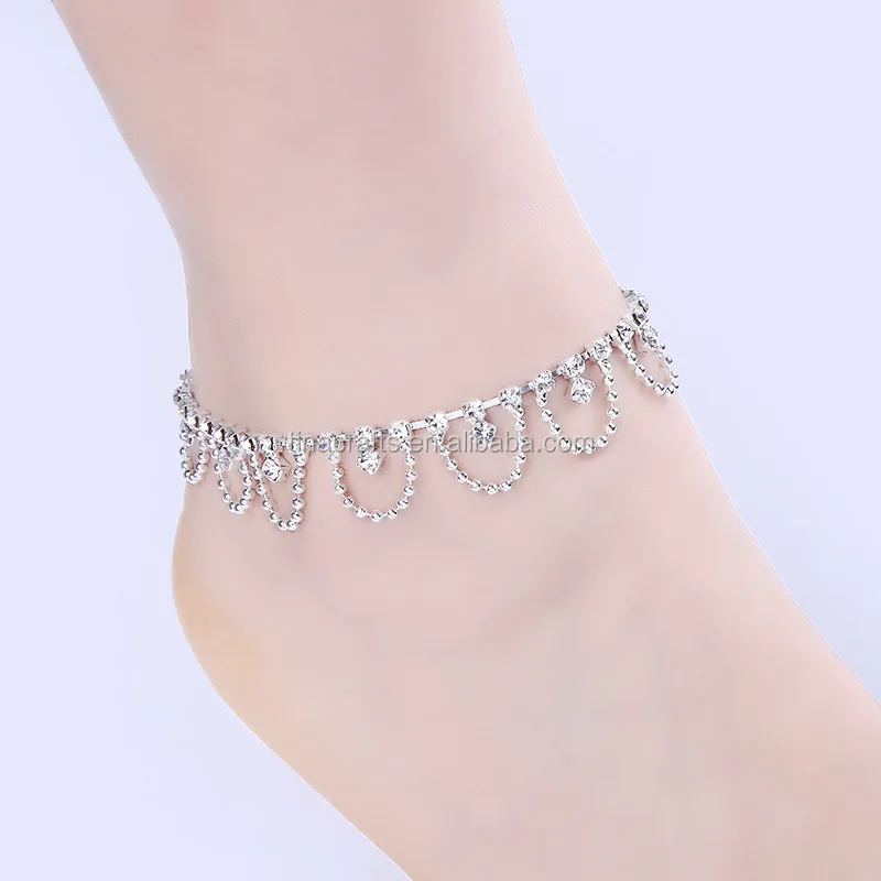 Crystal Rhinestone Barefoot Beach Foot Toe Ring Anklets