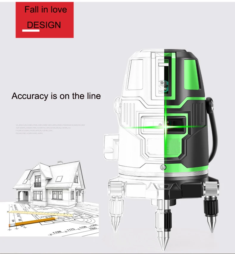 laser nivel 5 lines 6 points laser level 360 degree rotary Self ...