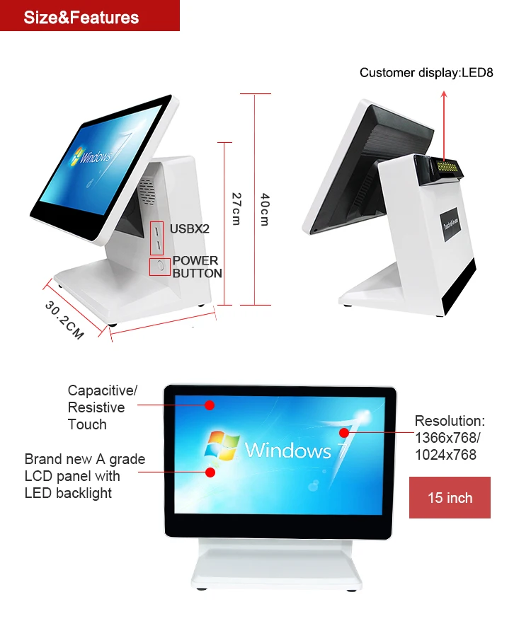 15.6 Inch Pos Device Windows Tablet Pos Touch Screen Pc All In One Pos ...
