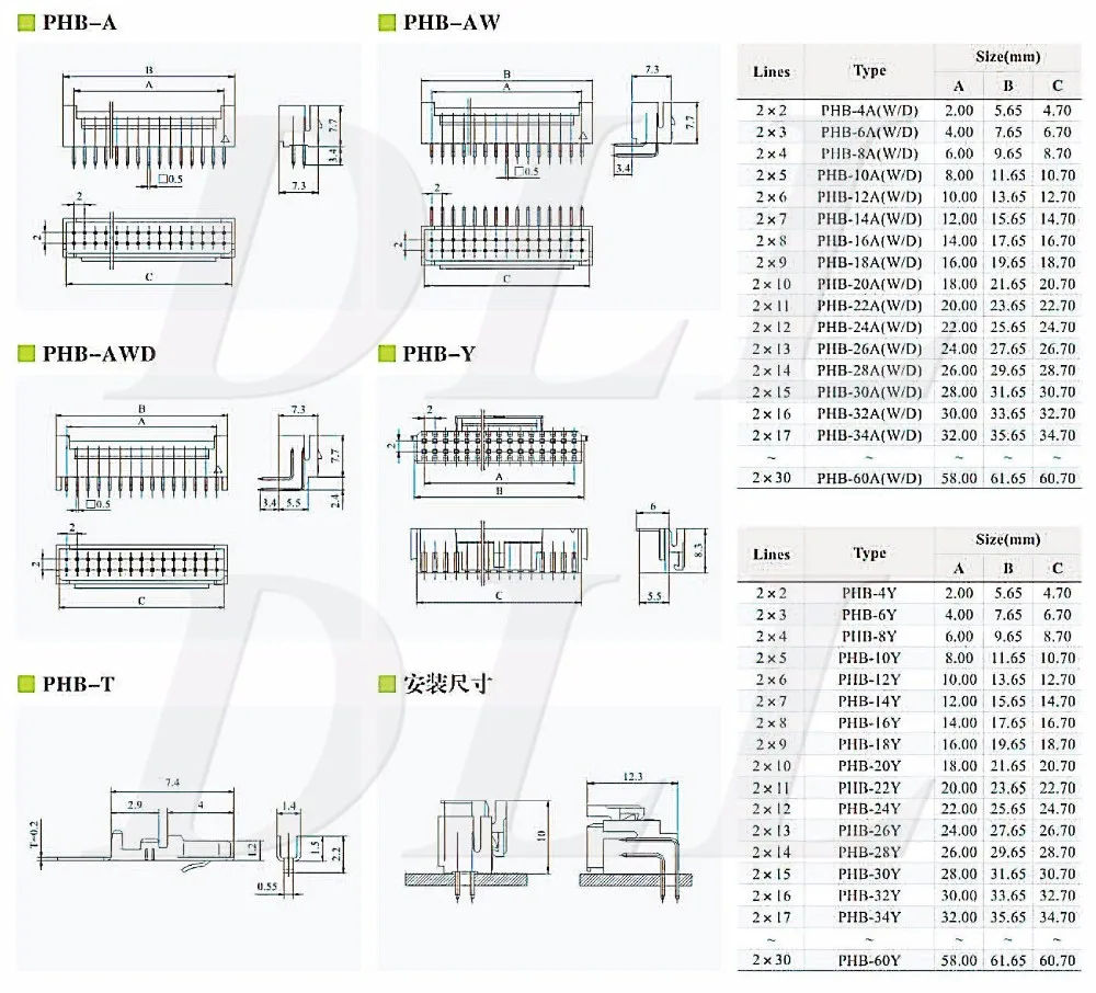 Equivalent Yeonho 2.0mm Pitch Smh200-10c Smh200-20c Dual Row Housing Connector - Buy Equivalent ...