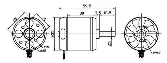 D3542 3542 Outrunner Brushless Motor - 580W Power & 1250KV Torque