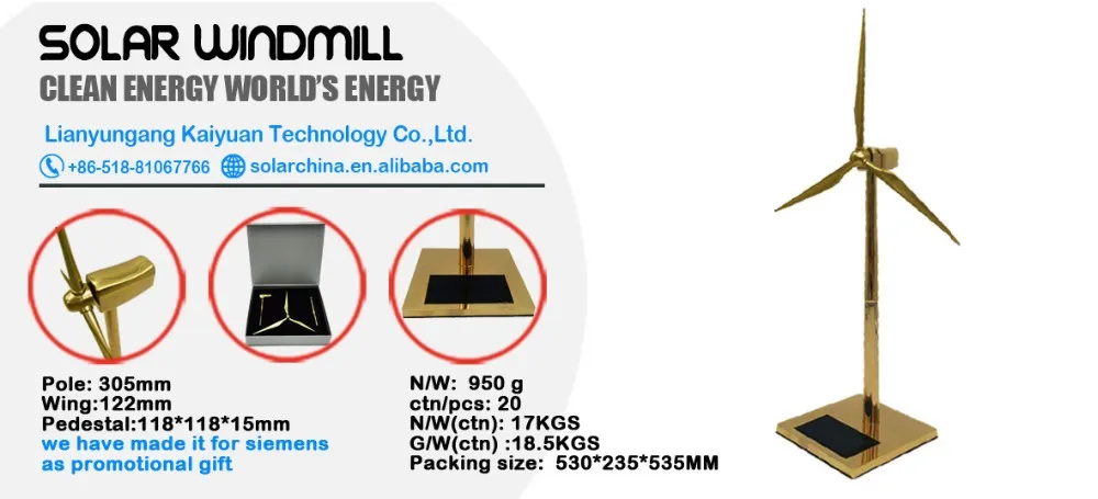Hot Sales Decorative Windmill Model Solar Metal Wind Turbine Parts ...