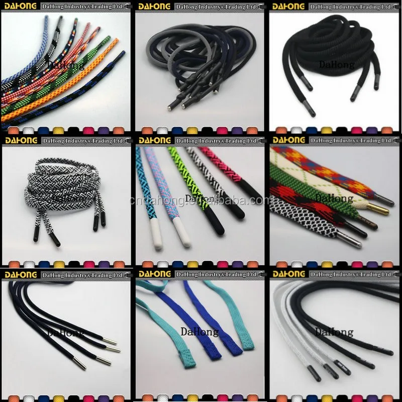 Flat Drawstring Garment Cord Lace with Metal Tips - DHLACES