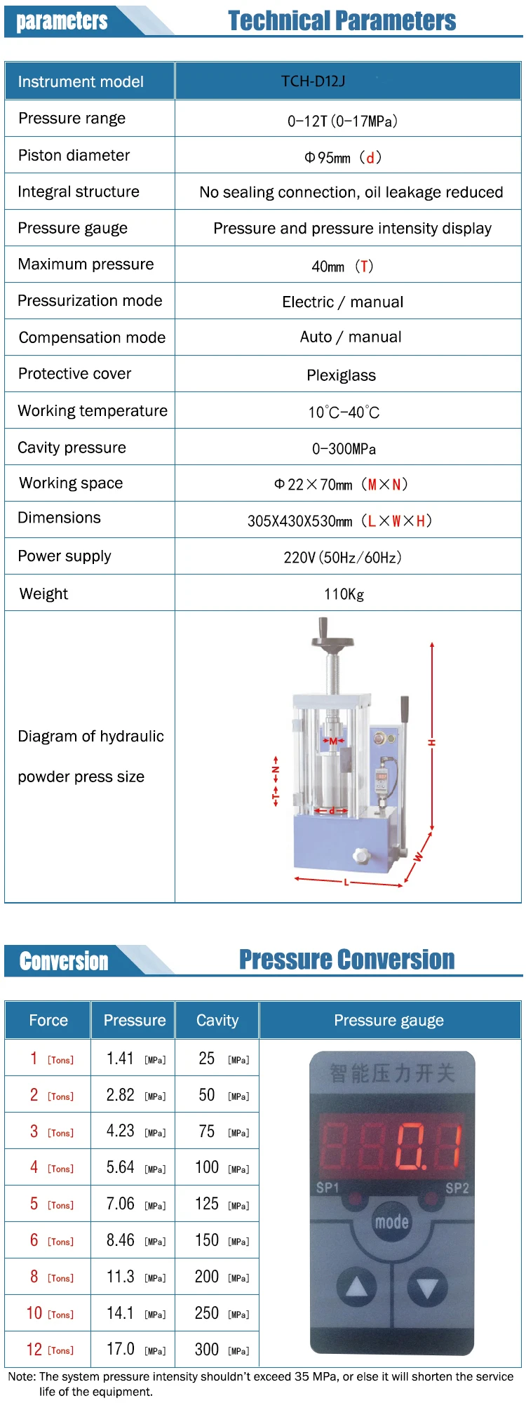 12T Electric Cold Isostatic Pressing (CIP) Machine - 300 Mpa