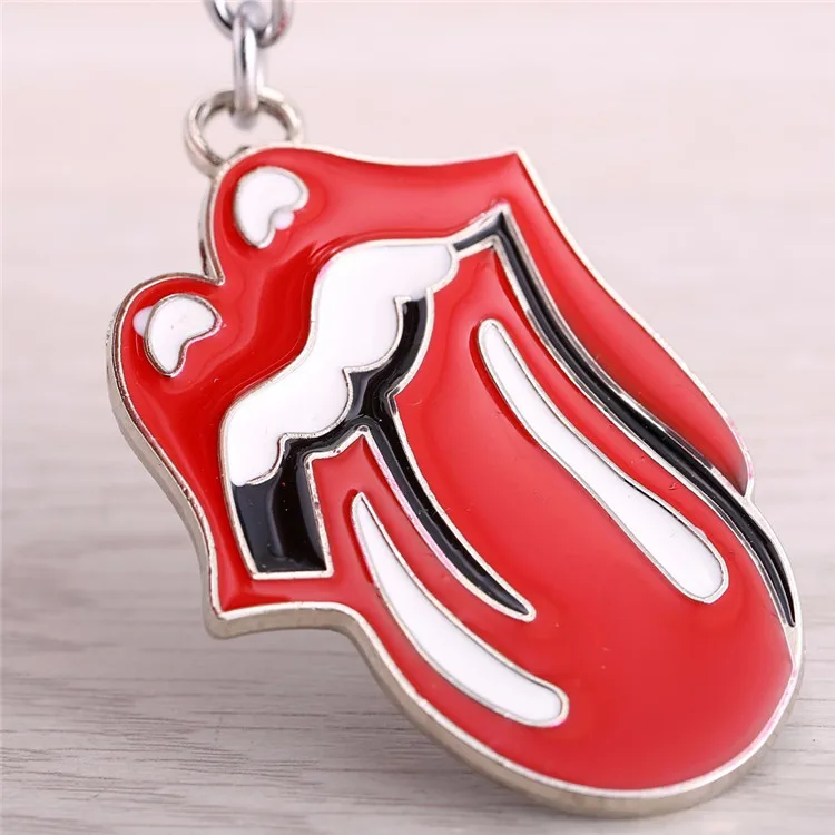 Music Rock Band Keychain Red Tongue Keychain Enamel Charm Carton ...