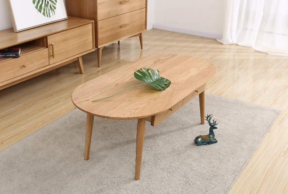 Wood Tea Table With Drawers Simple And Modern Small Household Solid ...