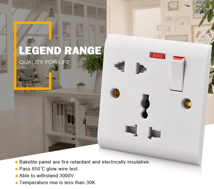 1 Gang 2 3 Pin Multi Switched Socket Outlet With Neon - Buy 2 Pin ...