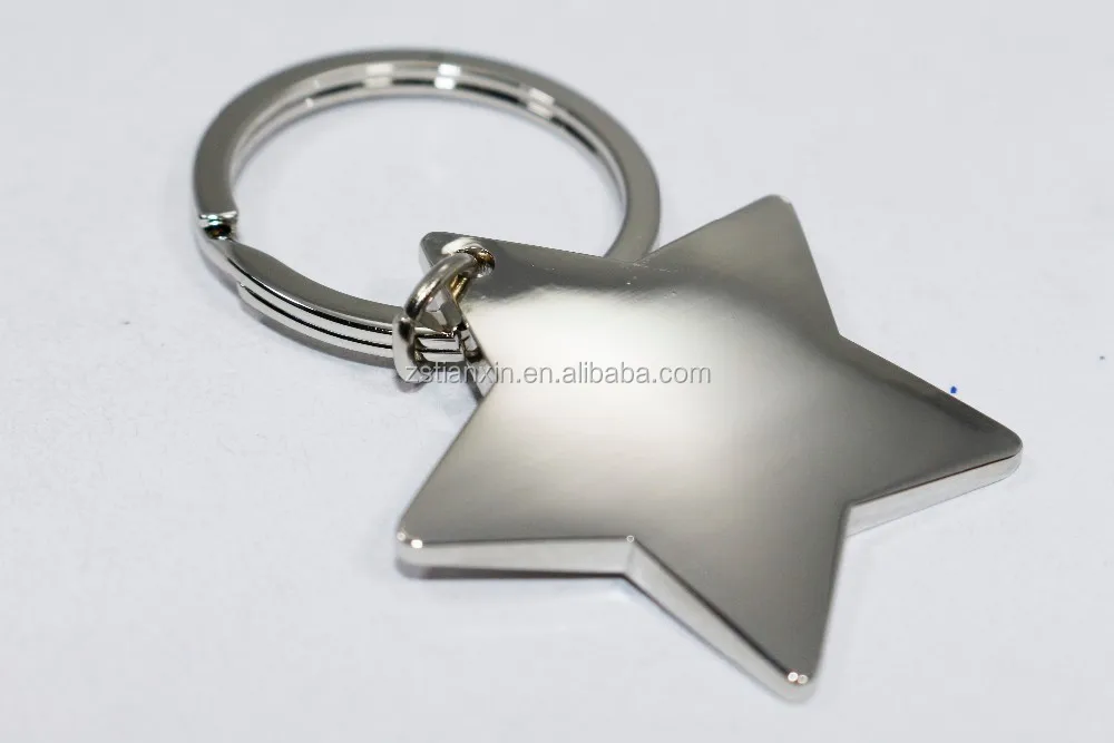 Star Shape Keychain Custom Made Your Desired Logo Metal Silver Plating ...