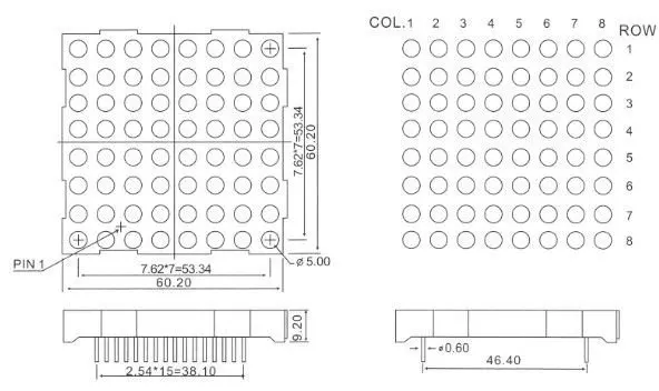 Square Or Round Dots 8x8 Rgb Led Dot Matrix Module With 7.62mm Pitch ...