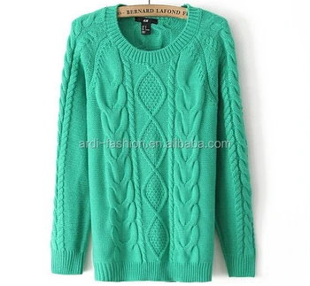 Women Lady 100% Acrylic Chunky Heavy Knit Cable Sweater - Buy Lady ...