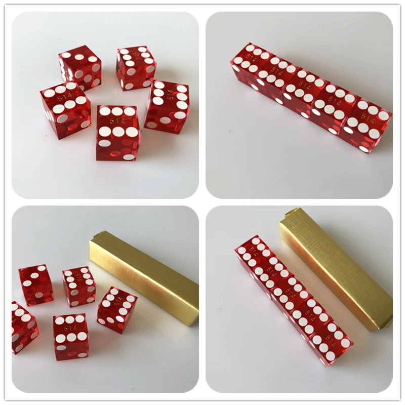 19mm Straight Corner 6 Sided Transparent Color Dot Casino Poker Dice